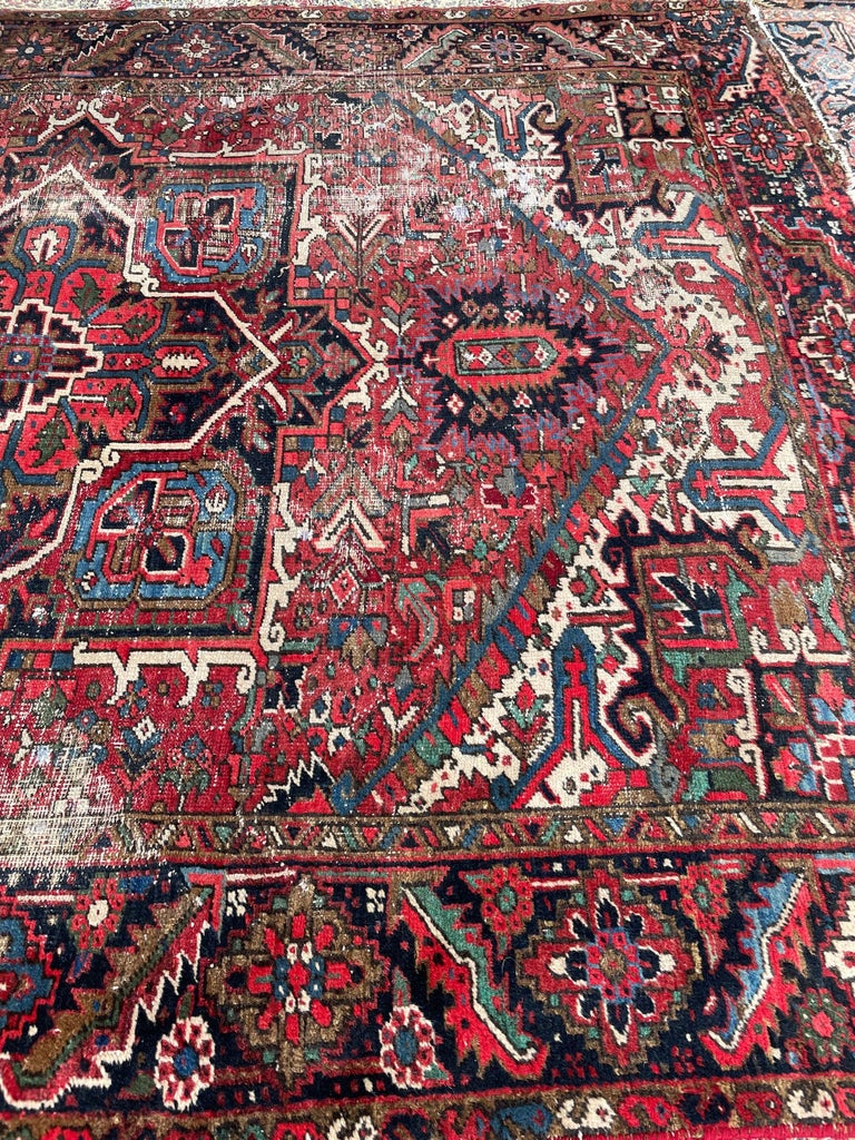 Gorgeous and Moody Worn Vintage Rug, circa 1945-1955 For Sale at 1stDibs