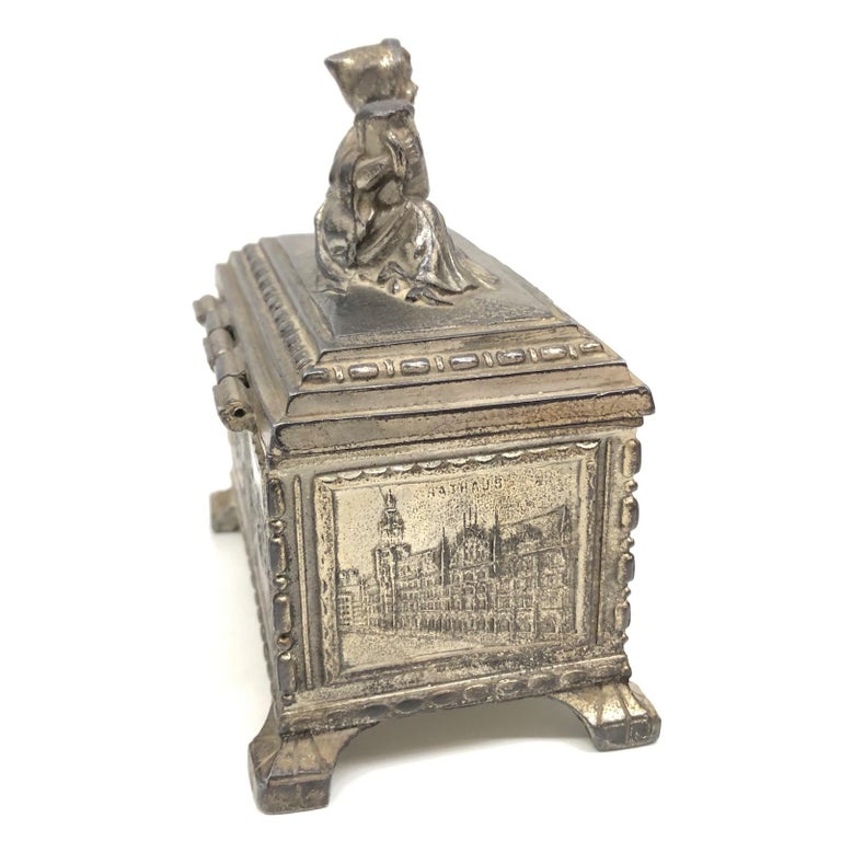 Gorgeous Munich Child Souvenir Metal Trinket Jewelry Box Antique German ...