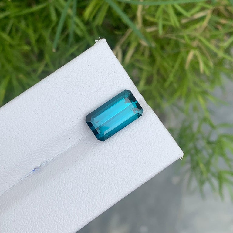 Gorgeous Natural Blue Indicolite Tourmaline Emerald Cut Gemstone Afghan ...