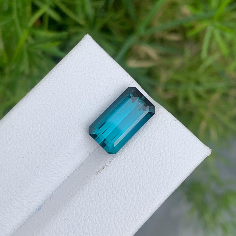 Gorgeous Natural Blue Indicolite Tourmaline Emerald Cut Gemstone Afghan ...