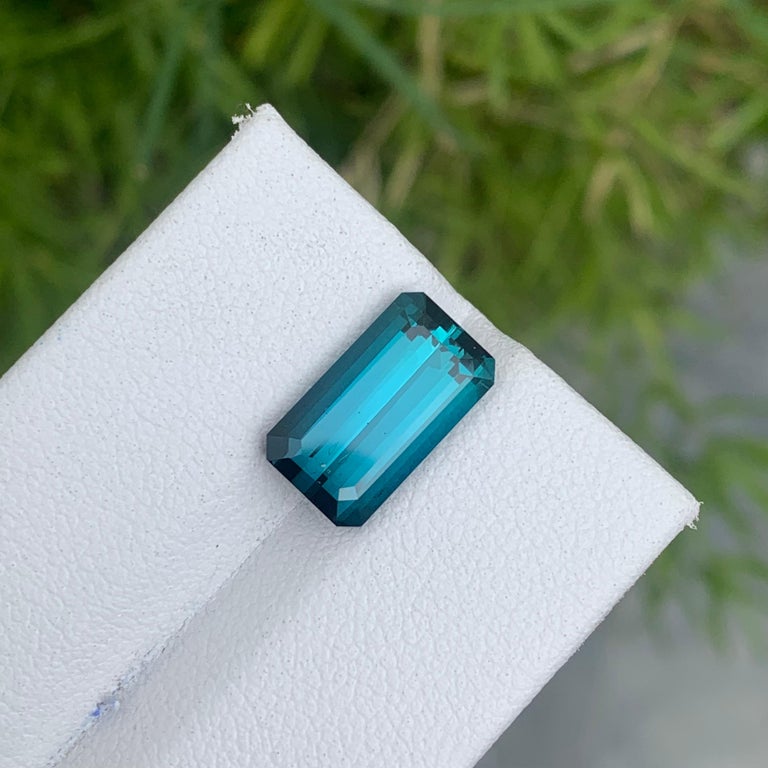 Gorgeous Natural Blue Indicolite Tourmaline Emerald Cut Gemstone Afghan ...