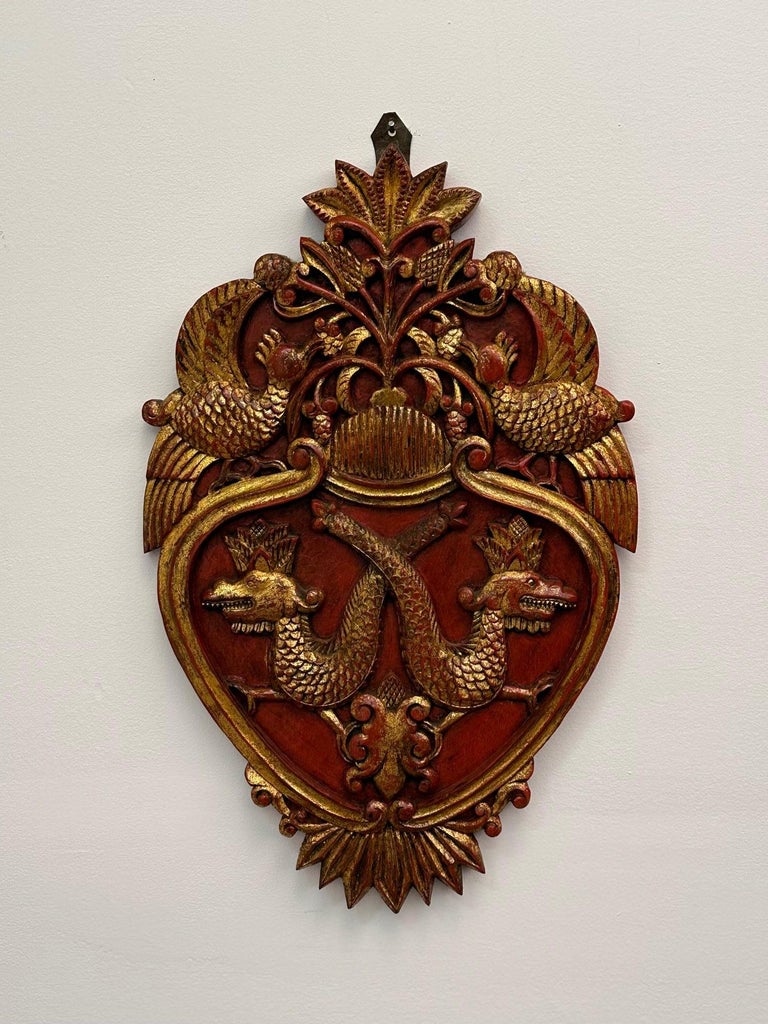 Gorgeous Pair of Continental Vintage Hand Carved Red and Gilt Wall ...