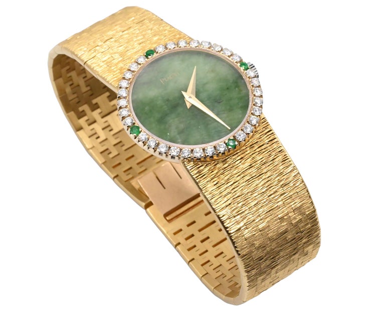 Gorgeous Piaget Yellow Gold Diamond and Jade Dial Ladies Wrist Watch at ...