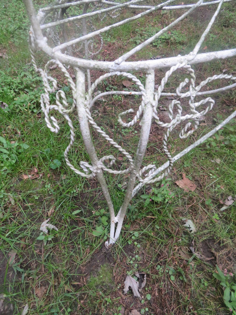 Gorgeous Salterini Style Wrought Iron Fan Back Peacock Patio Bench at ...