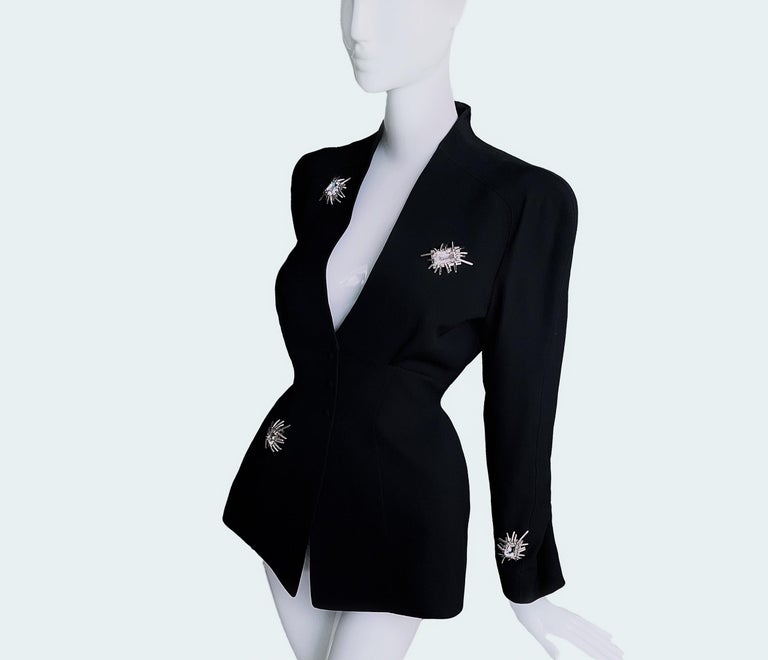 Gorgeous Thierry Mugler Jacket Diamond Jewel Rare Dramatic Black Jacket ...