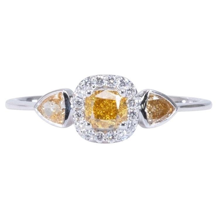 2.46CT Natural fancy color light brown diamond ruby ring 18kt. Three ...