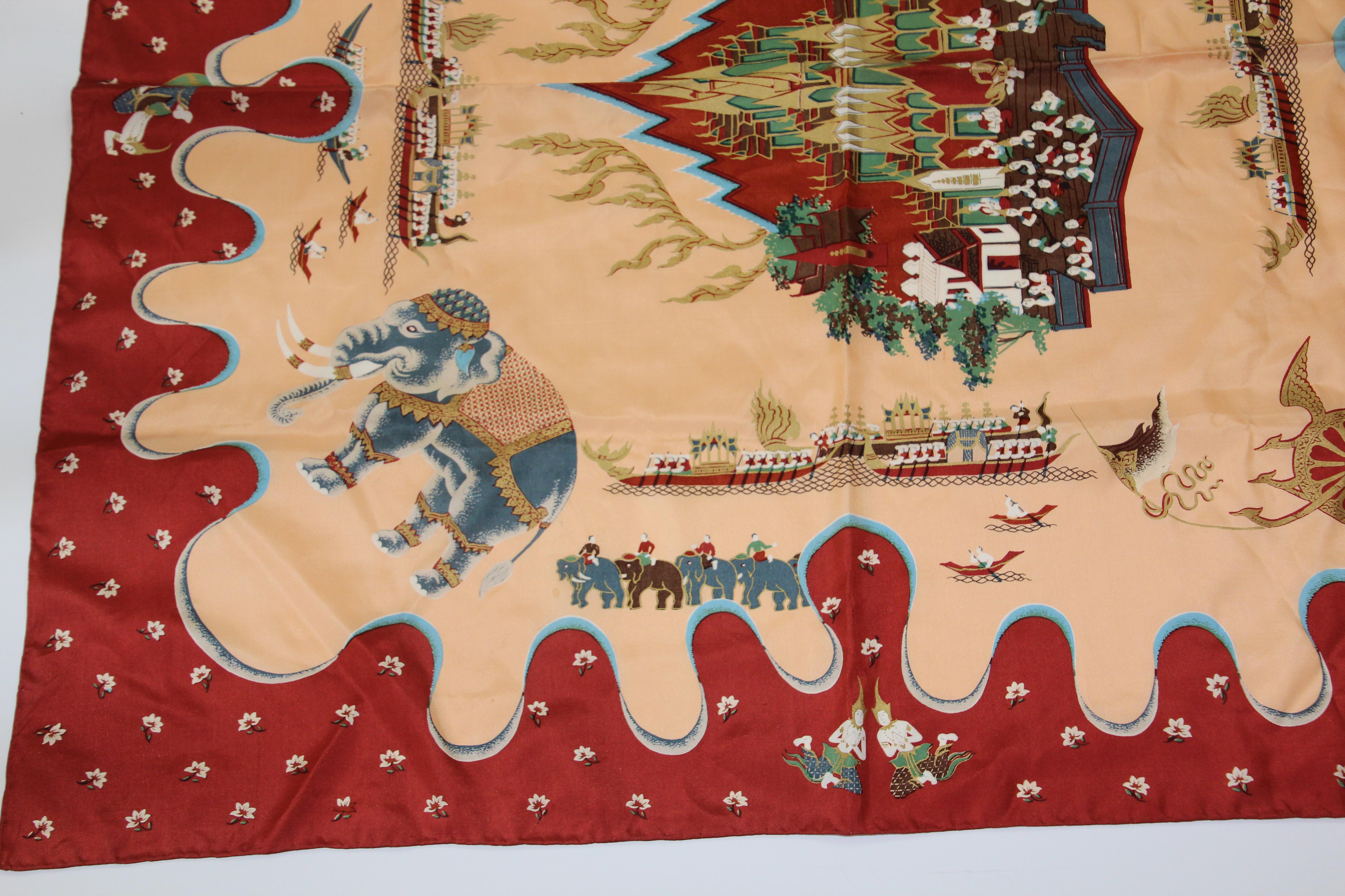 Gorgeous Vintage Asian Thai Silk Scarf For Sale at 1stDibs | thai silk ...
