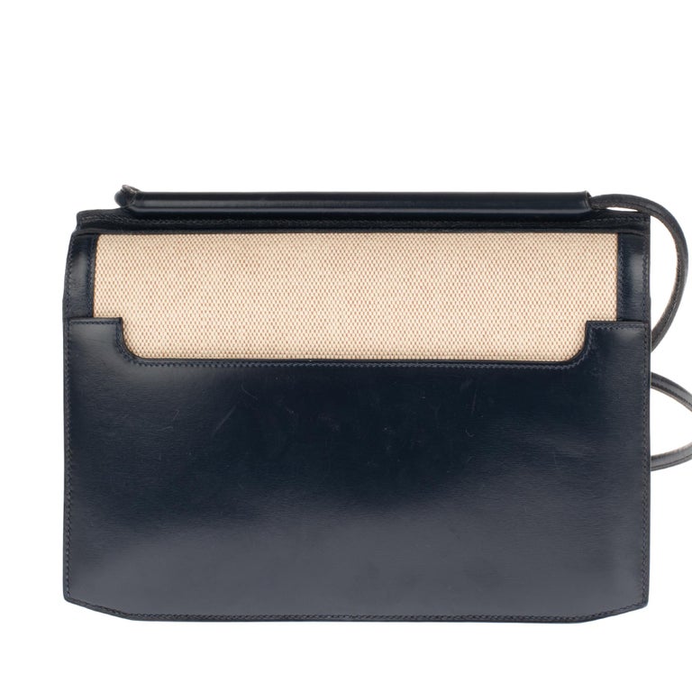Gorgeous Vintage Hermès bi-material and bi-color handbag (calfskin and ...