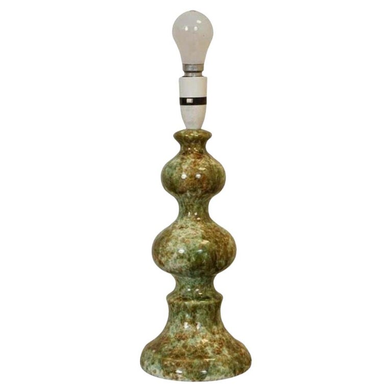 Gorgeous Vintage Marble Effect Green Ceramic Table Lamp For Sale at 1stDibs