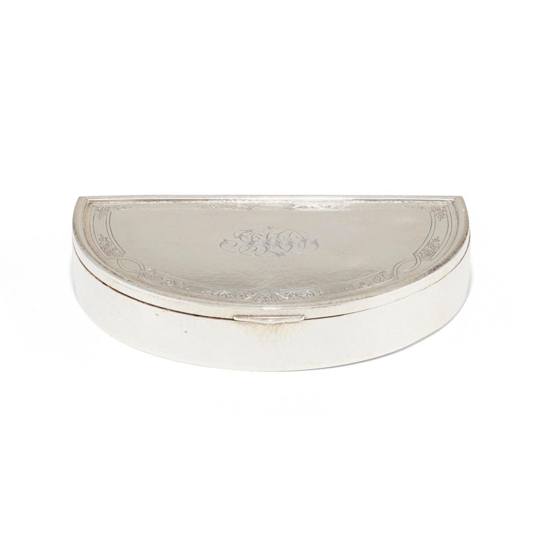 Gorham 1919 Hand Hammered Sterling Silver Jewelry Box in Crescent Shape ...