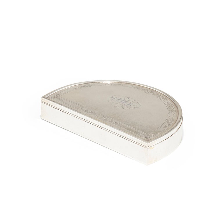 Gorham 1919 Hand Hammered Sterling Silver Jewelry Box in Crescent Shape ...
