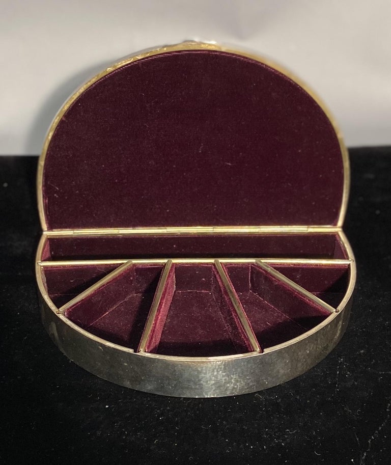 Gorham 1919 Hand Hammered Sterling Silver Jewelry Box in Crescent Shape ...
