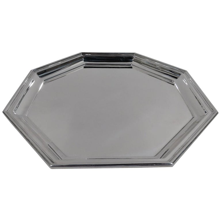 Gorham American Art Deco Geometric Sterling Silver Tray For Sale at 1stDibs