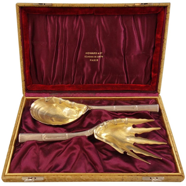 Gorham Art Silver Aesthetic Bamboo Sterling Silver Salad Serving Set ...