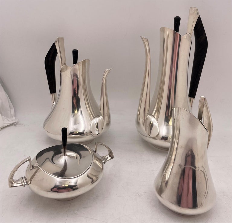 Gorham Colflesh Sterling Silver 5-Piece Tea Set in Mid-Century Modern ...