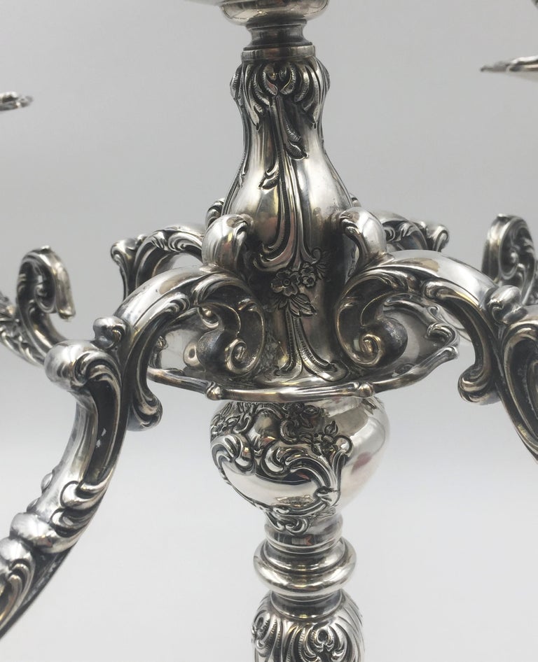 Gorham Five-Light Sterling Silver Candelabra in Chantilly Pattern at ...