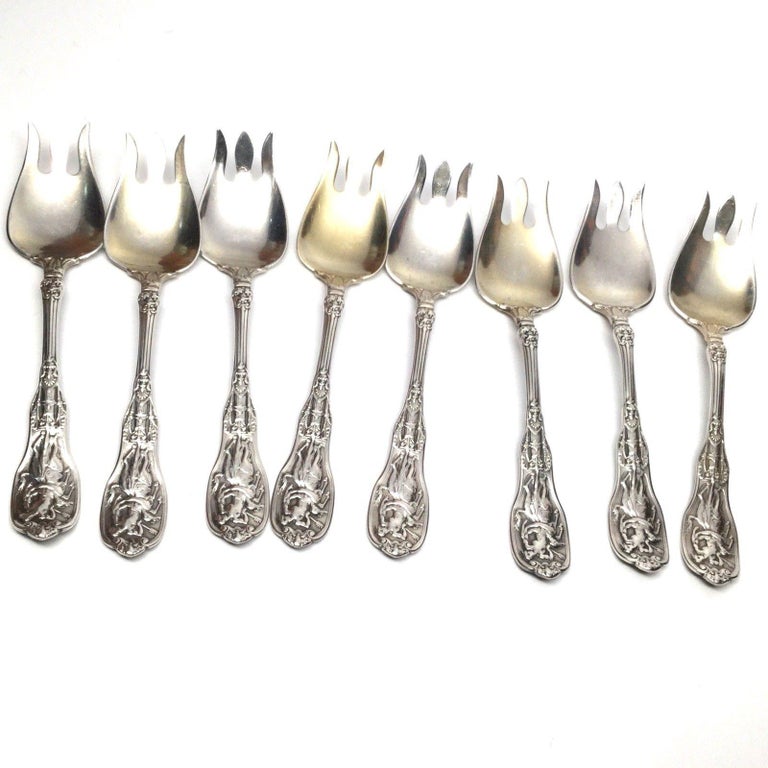 Gorham Mythologique Sterling Silver Set of 8 Ice Cream Forks at 1stDibs