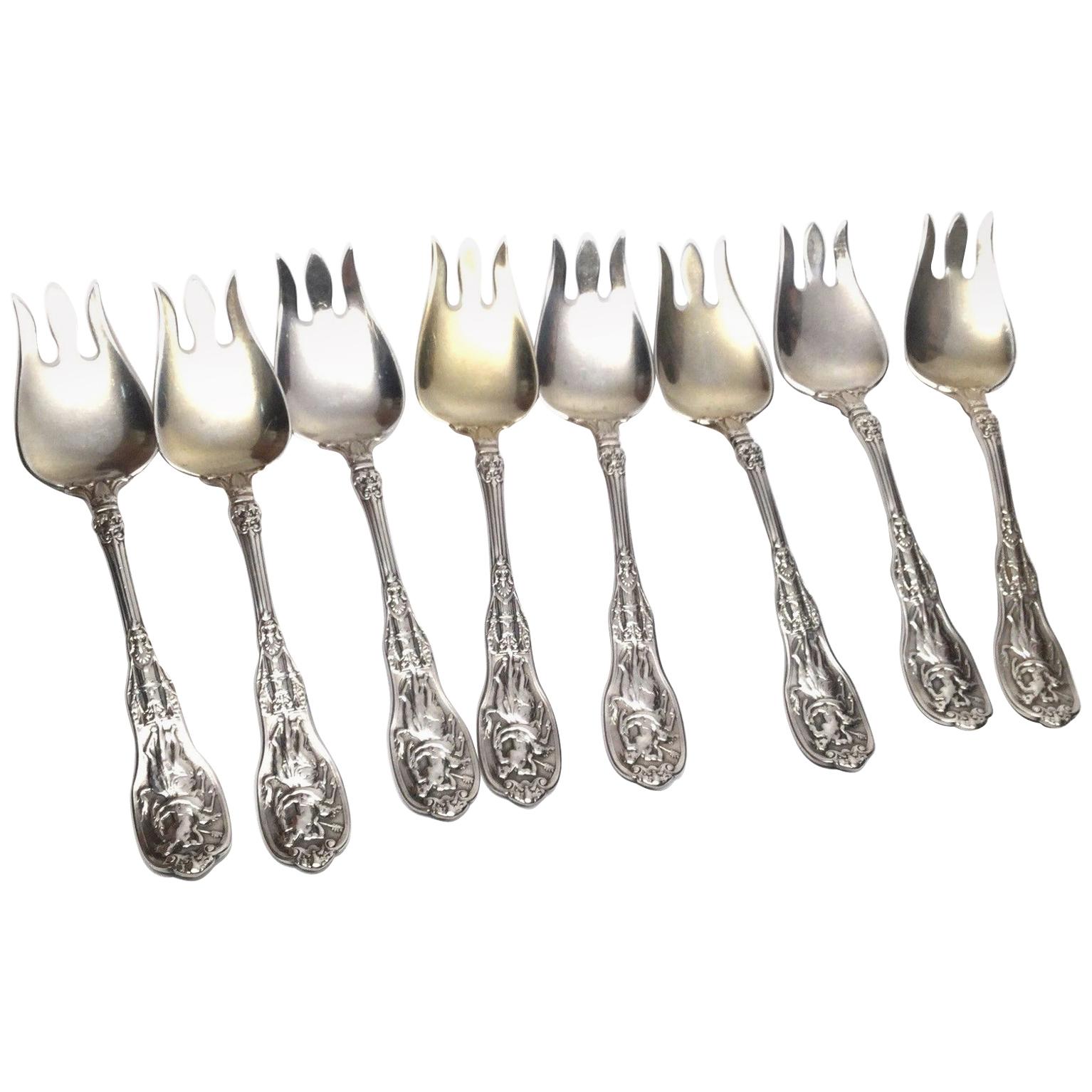 Gorham Mythologique Sterling Silver Set of 8 Ice Cream Forks at 1stDibs