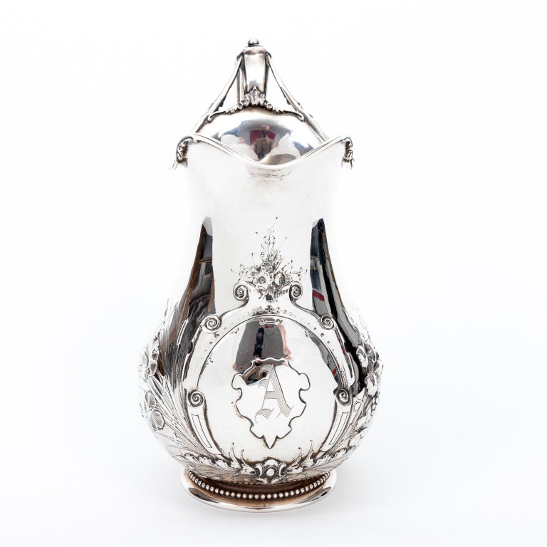 Gorham Repousse Coin Silver Pitcher For Sale at 1stDibs