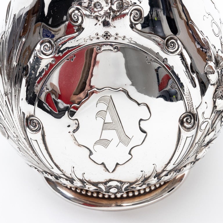 Gorham Repousse Coin Silver Pitcher For Sale at 1stDibs