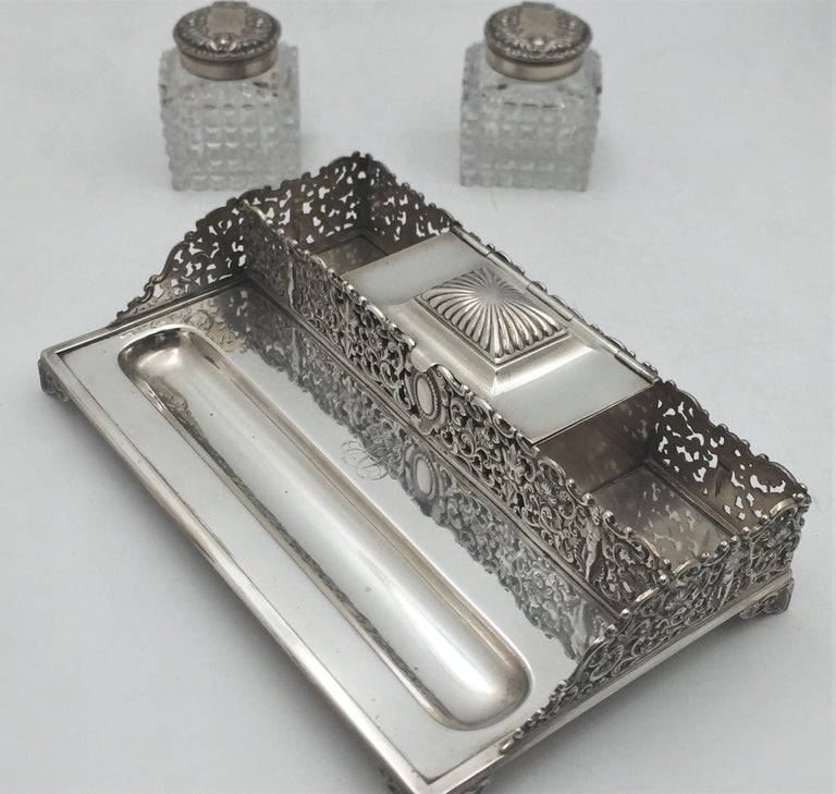 Gorham Sterling Silver 1886 Table Top Double Inkwell For Sale at 1stDibs