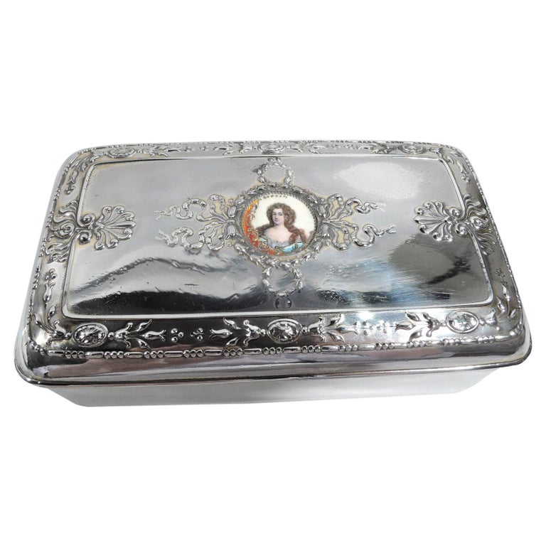 Gorham Sterling Silver and Enamel Jewelry Box with Baroque Beauty For ...