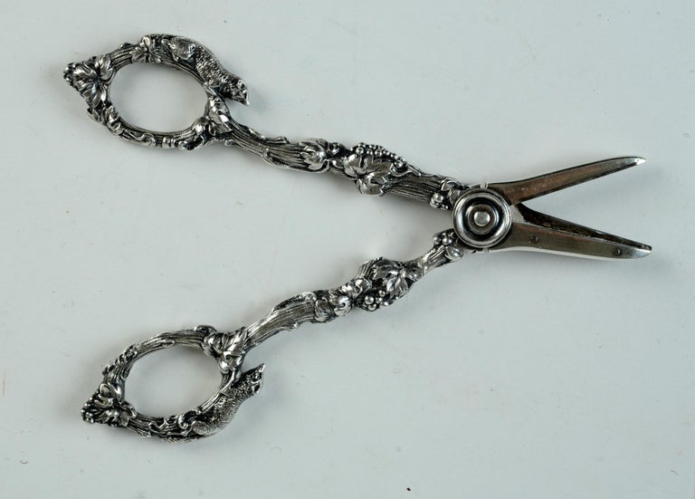 Gorham Sterling Silver Grape Shears, "Fox and Grape" Pattern, Late 19th ...