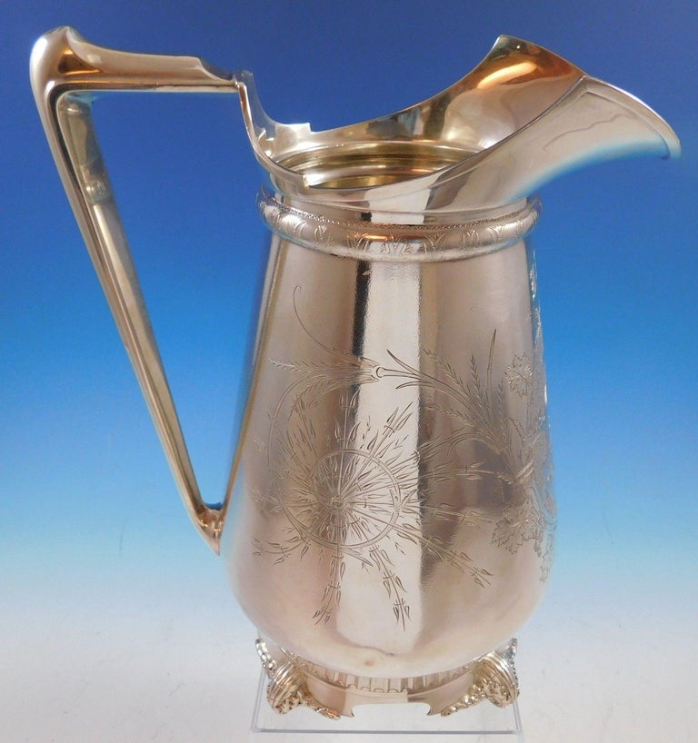 Gorham Sterling Silver Water Pitcher with Engraved Cherub and Grapes ...