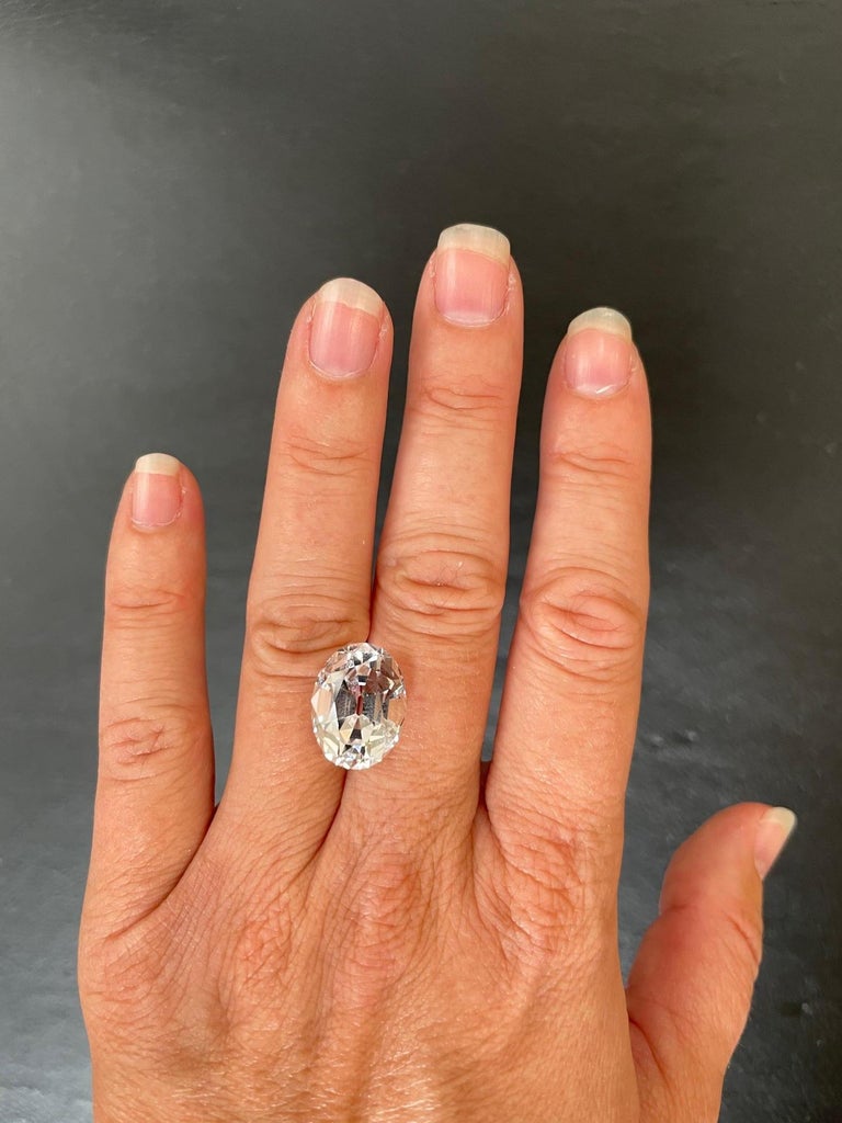 White Goshenite Beryl Ring Gem 10.70 Carat Antique Cut Oval Loose ...