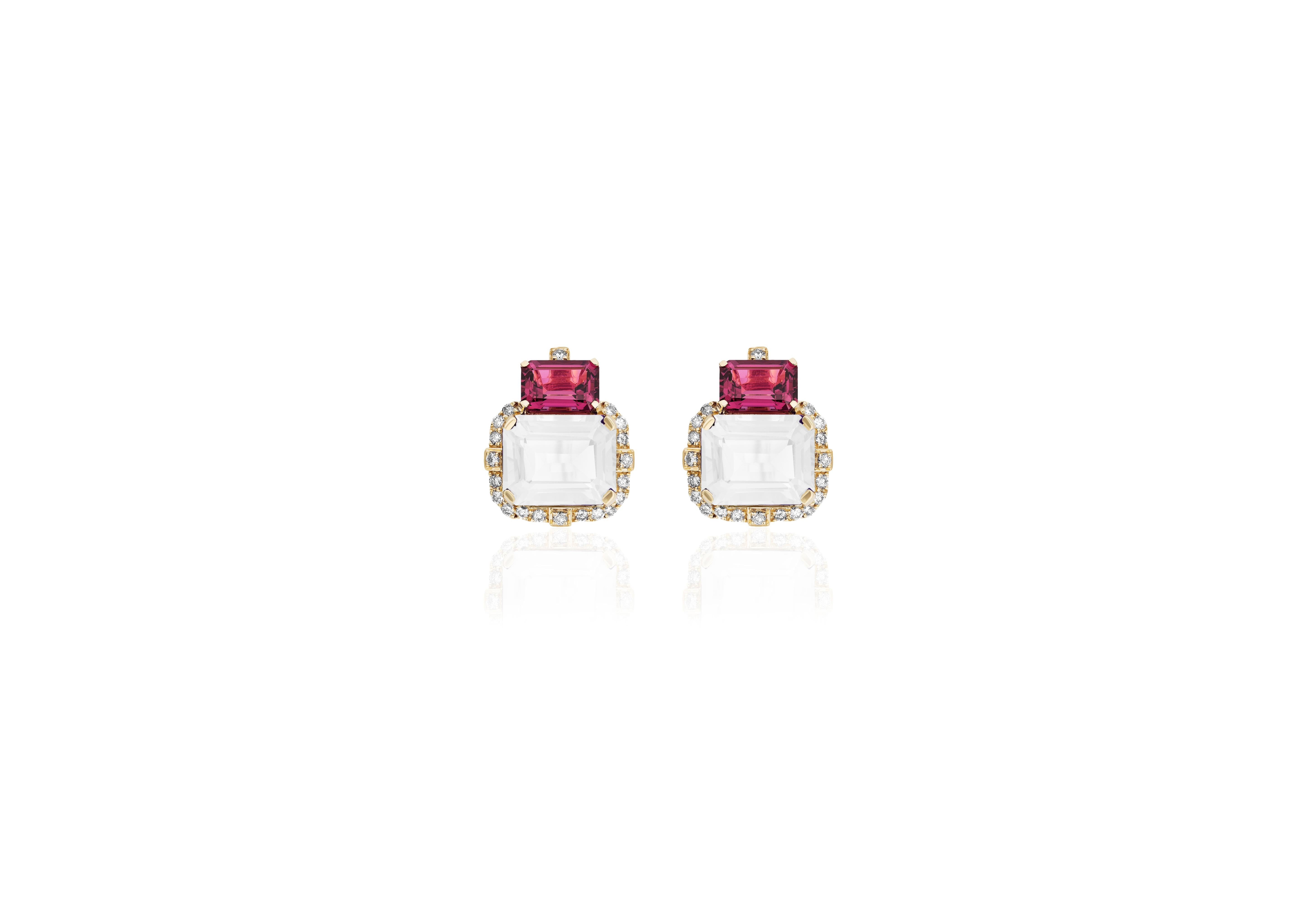 Goshwara 2 Stone Garnet and Moon Quartz with Diamonds Earrings For Sale ...