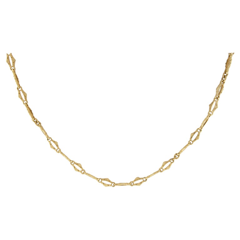 Goshwara Frosted Fancy Link 18 Karat Gold Necklace For Sale at 1stDibs