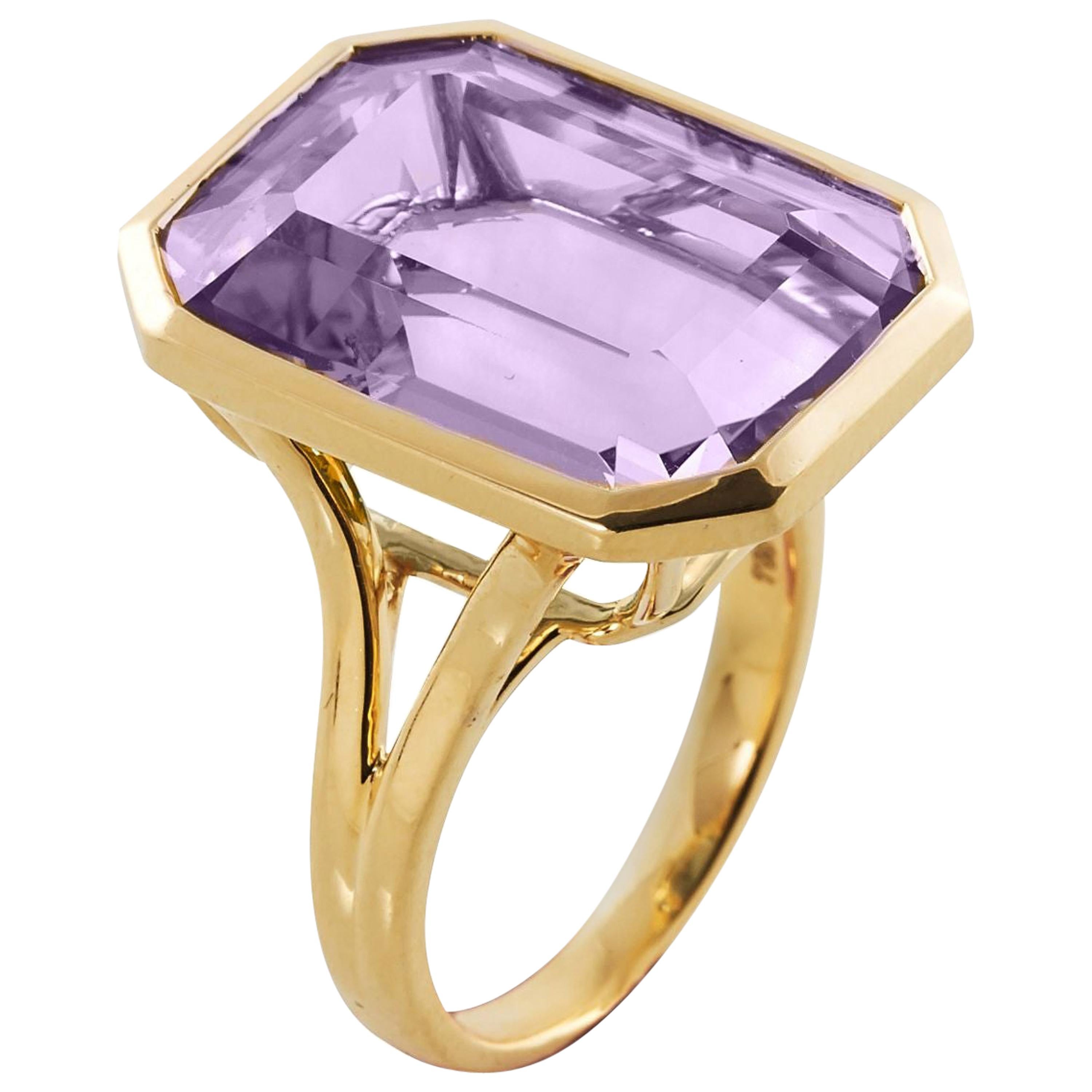 Goshwara Emerald Cut Lavender Amethyst Ring For Sale at 1stDibs