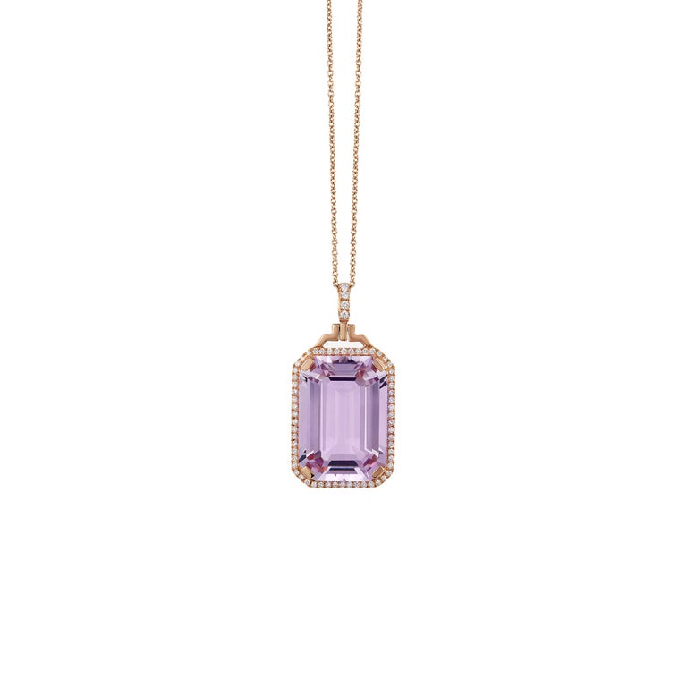 Goshwara Lavender Amethyst Emerald Cut with Diamonds Pendant For Sale ...