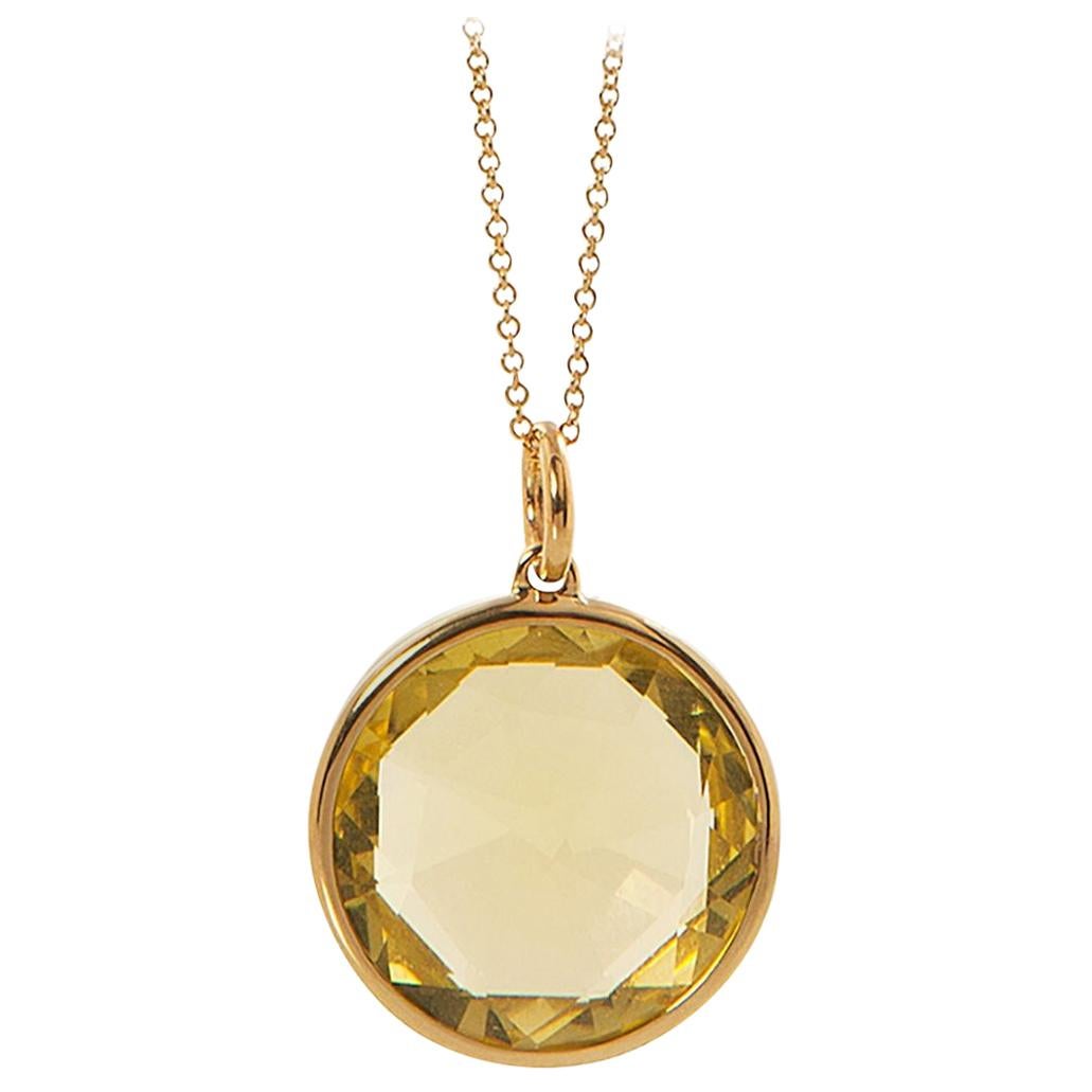 Goshwara Carved Oval Lemon Quartz And Diamond Pendant For Sale at 1stDibs