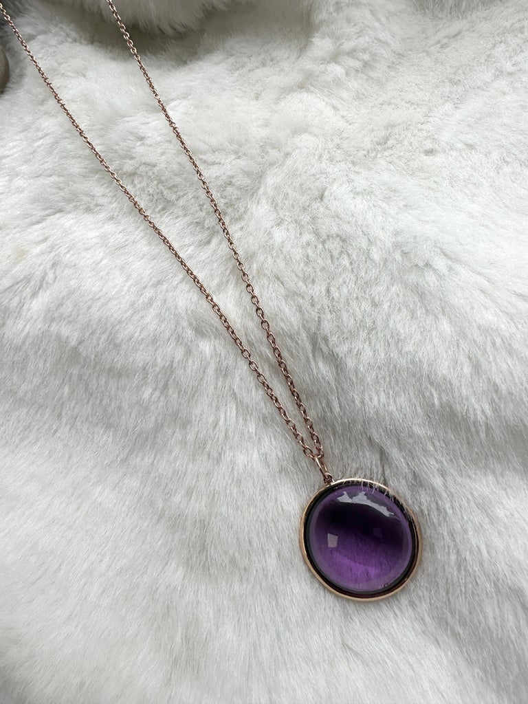 Goshwara Lilac Amethyst Round Disc Pendant For Sale at 1stDibs