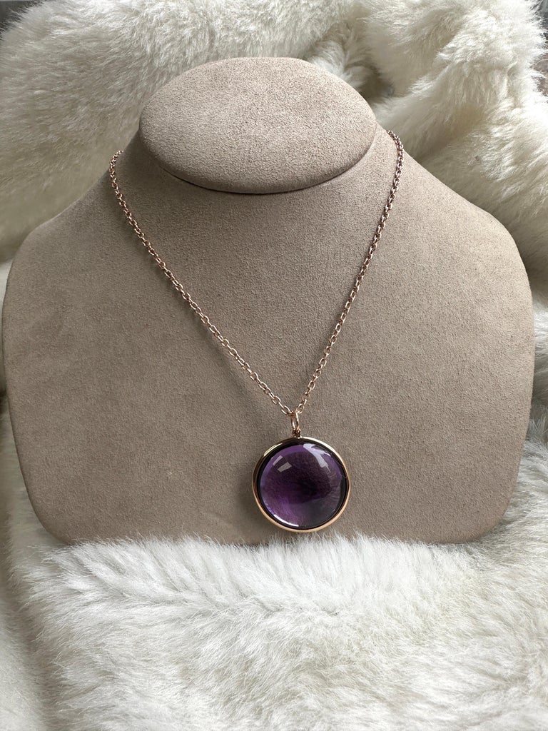 Goshwara Lilac Amethyst Round Disc Pendant For Sale at 1stDibs
