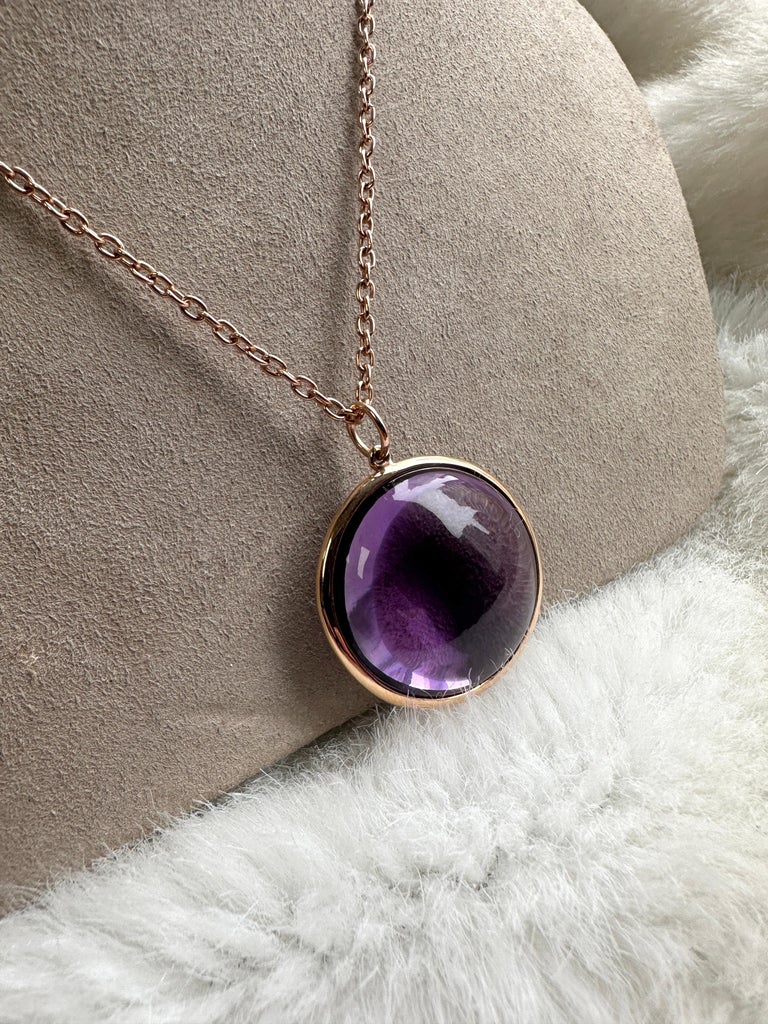 Goshwara Lilac Amethyst Round Disc Pendant For Sale at 1stDibs