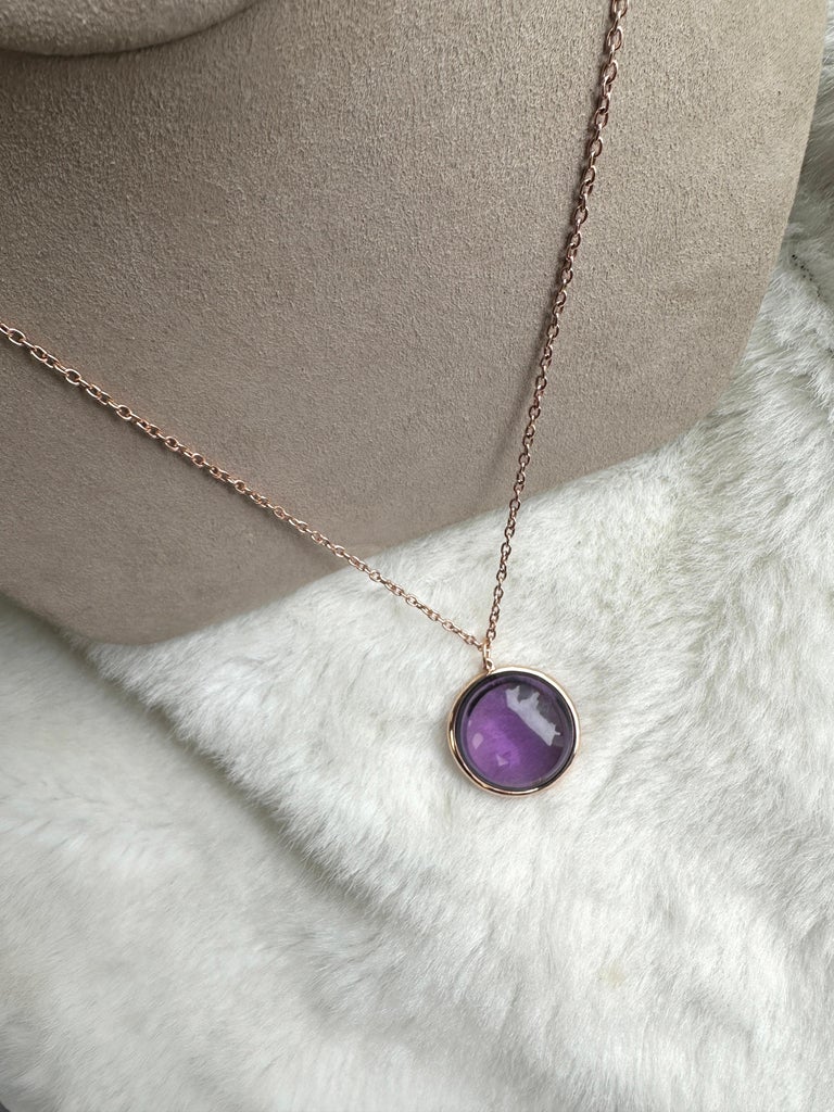 Goshwara Lilac Amethyst Round Disc Pendant For Sale at 1stDibs