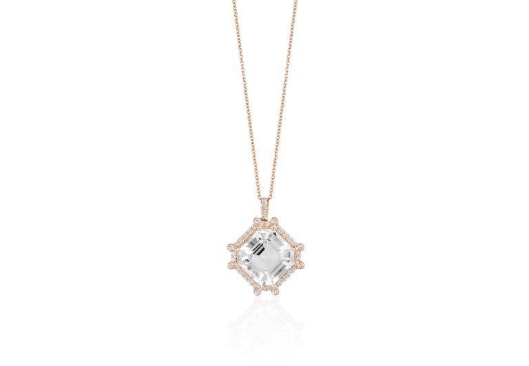 Goshwara Octagon Rock Crystal and Diamond Pendant For Sale at 1stDibs