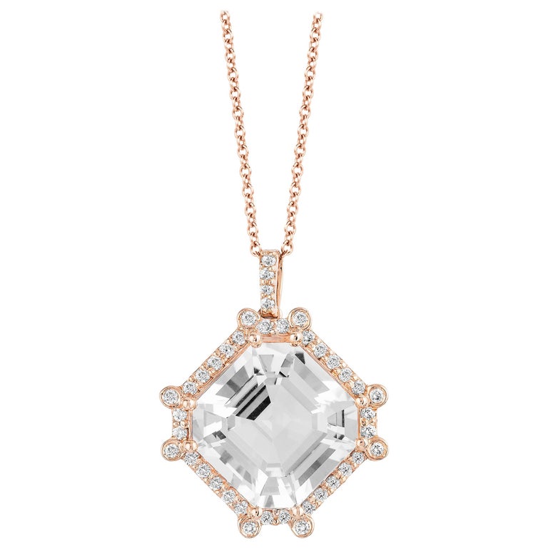 Goshwara Octagon Rock Crystal and Diamond Pendant For Sale at 1stDibs