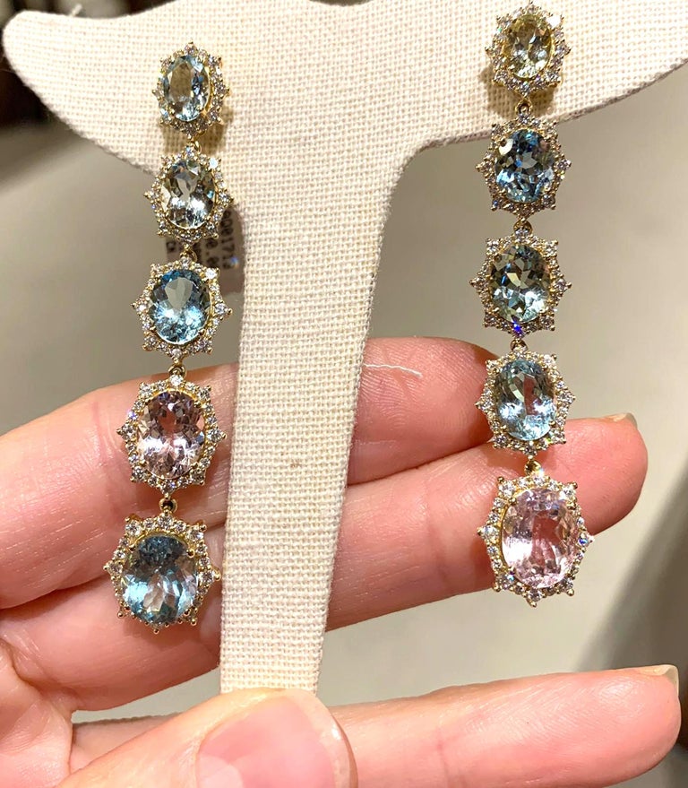 Goshwara Oval Beryl And Diamond Earrings at 1stDibs