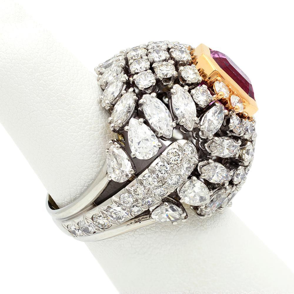 Goshwara Padparscha and Diamond Ring For Sale at 1stDibs