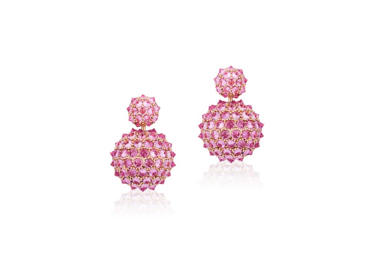 Goshwara Pink Sapphire Double Ball Drop Earrings For Sale at 1stDibs