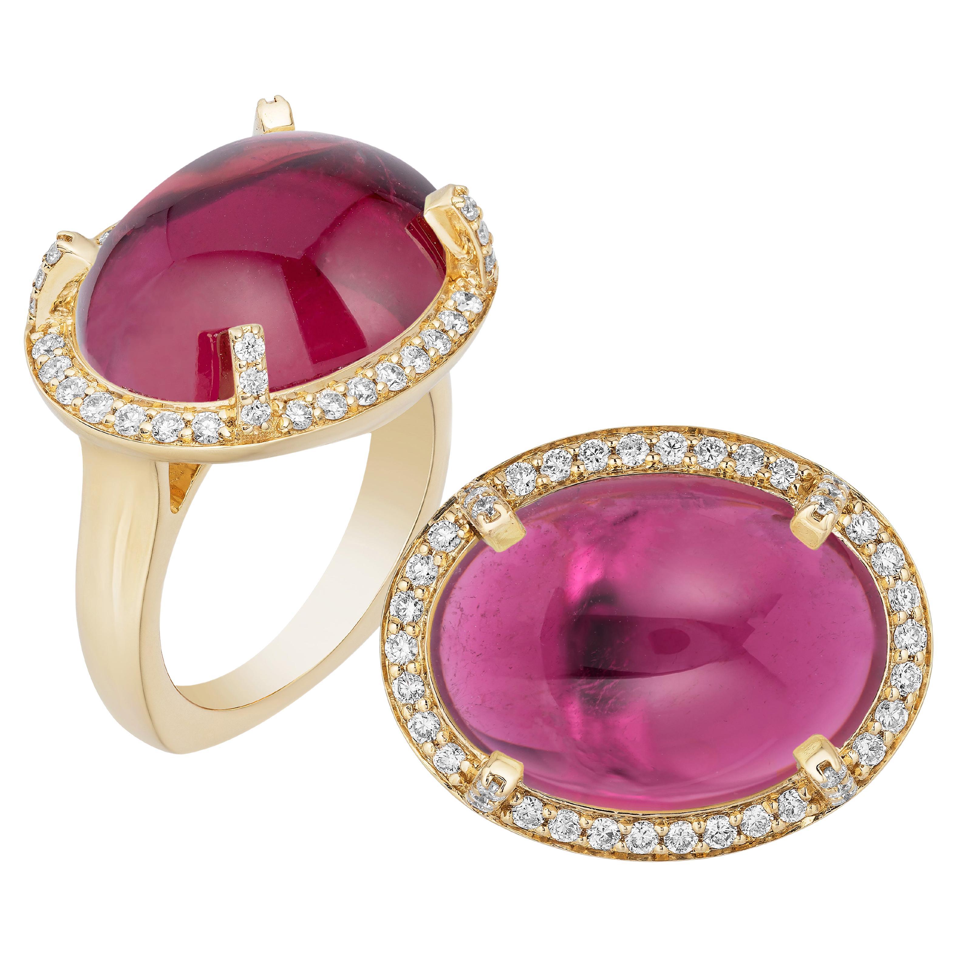 Pink Tourmaline Ring with Diamonds at 1stDibs