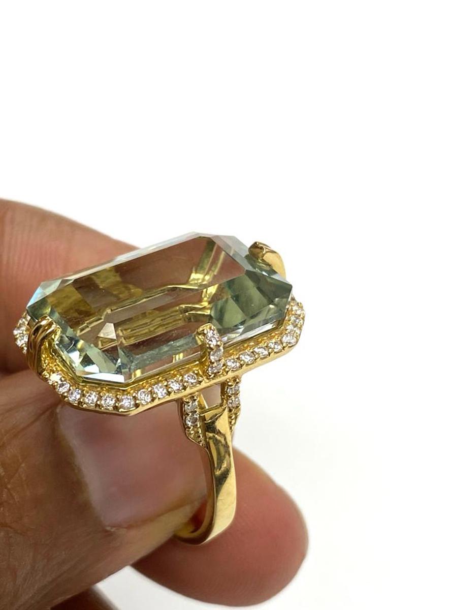 Goshwara Prasiolite Emerald Cut with Diamonds Ring For Sale at 1stDibs ...