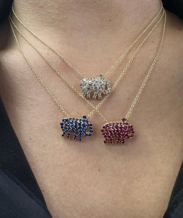 Goshwara Ruby Elephant Shape Pendant For Sale at 1stDibs