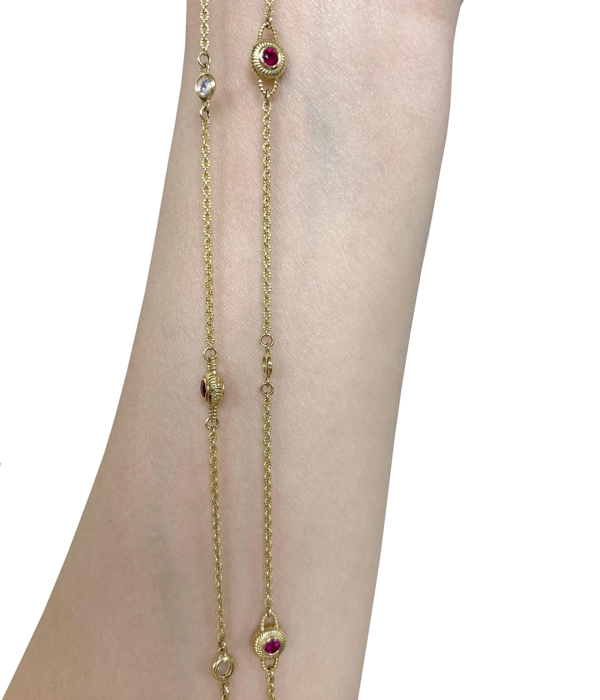 Goshwara Ruby Rondelle with Diamonds Chain Necklace For Sale at 1stDibs
