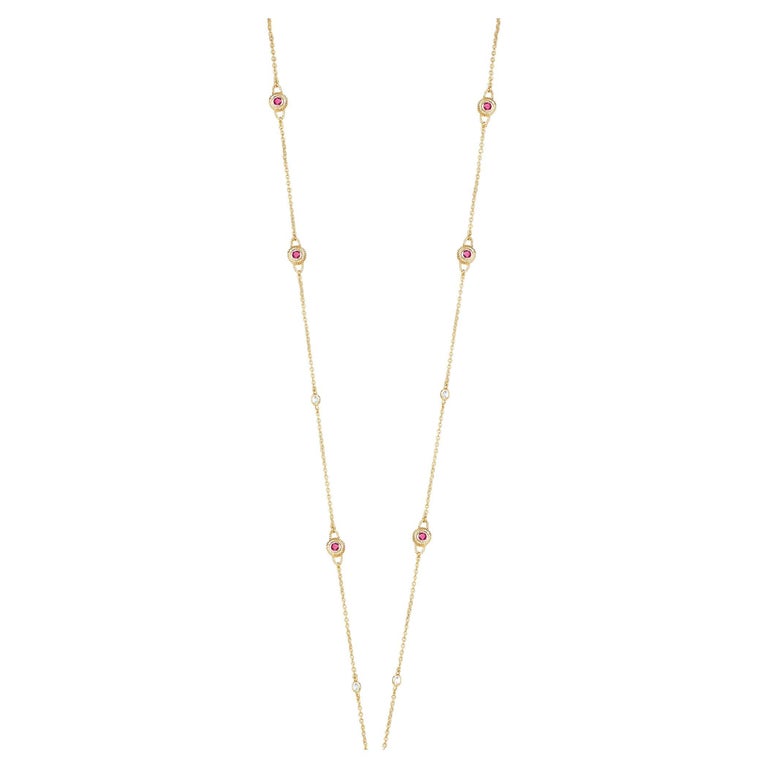 Goshwara Ruby Rondelle with Diamonds Chain Necklace For Sale at 1stDibs