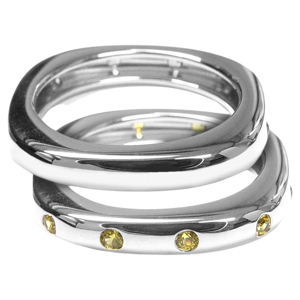 Goshwara Square Double Band with Yellow Sapphires Rings For Sale at 1stDibs