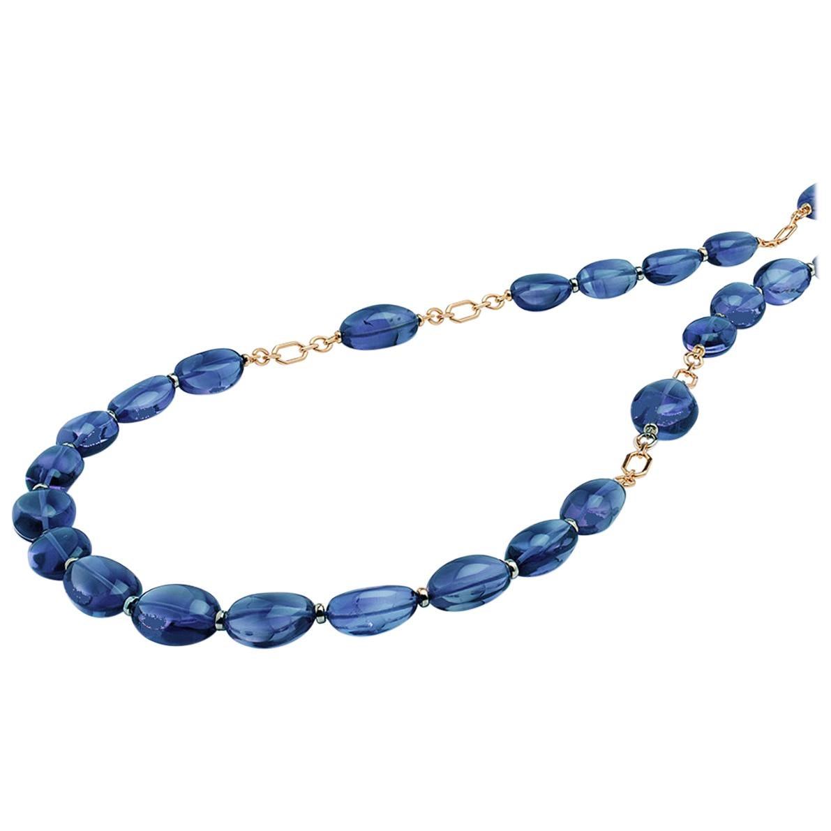 Emerald and Tanzanite Bead Necklace by Rosaria Varra in 18 Karat For ...